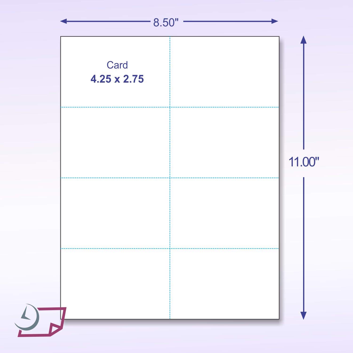 NextDayLabels - 8-1/2" x 11" Laser Printer/Ink Jet Blank Perforated Cards 8 up per Page - 4-1/4" x 2-3/4" Each Card (800 Cards - 125# Tag)