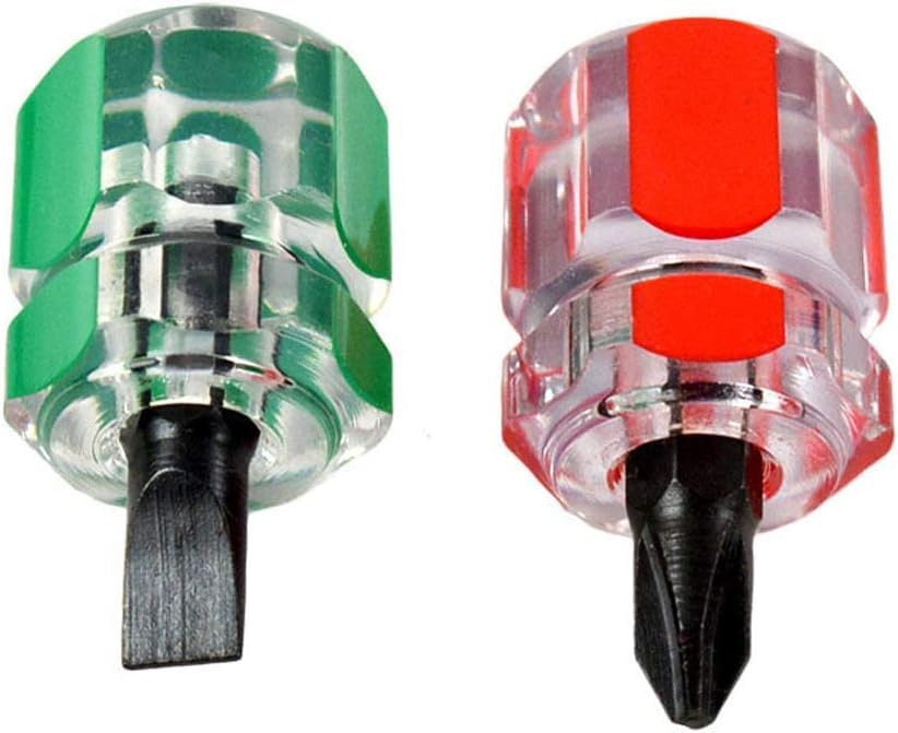 2 Pcs Red and Green Screwdriver Set Mini Stubby Slotted Screwdriver Set Adorable Quality and Practical Deft Design Screwdrivers and Nut Drivers