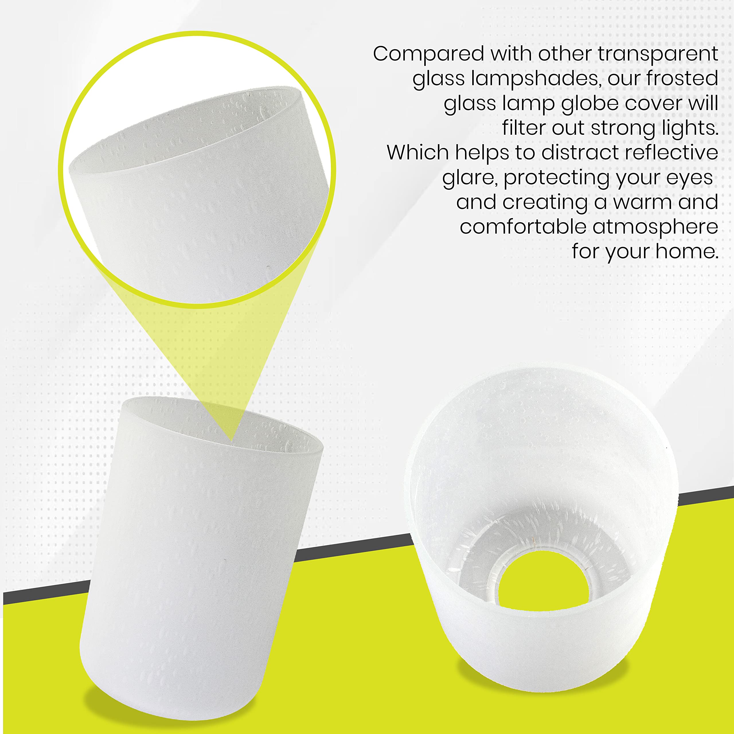 Bubble glass lamp Shade, 3 Packs seeded glass shade replacement Frosted white cylinder for pendant light fixture table lamps chandelier 1" 5/8 fitter