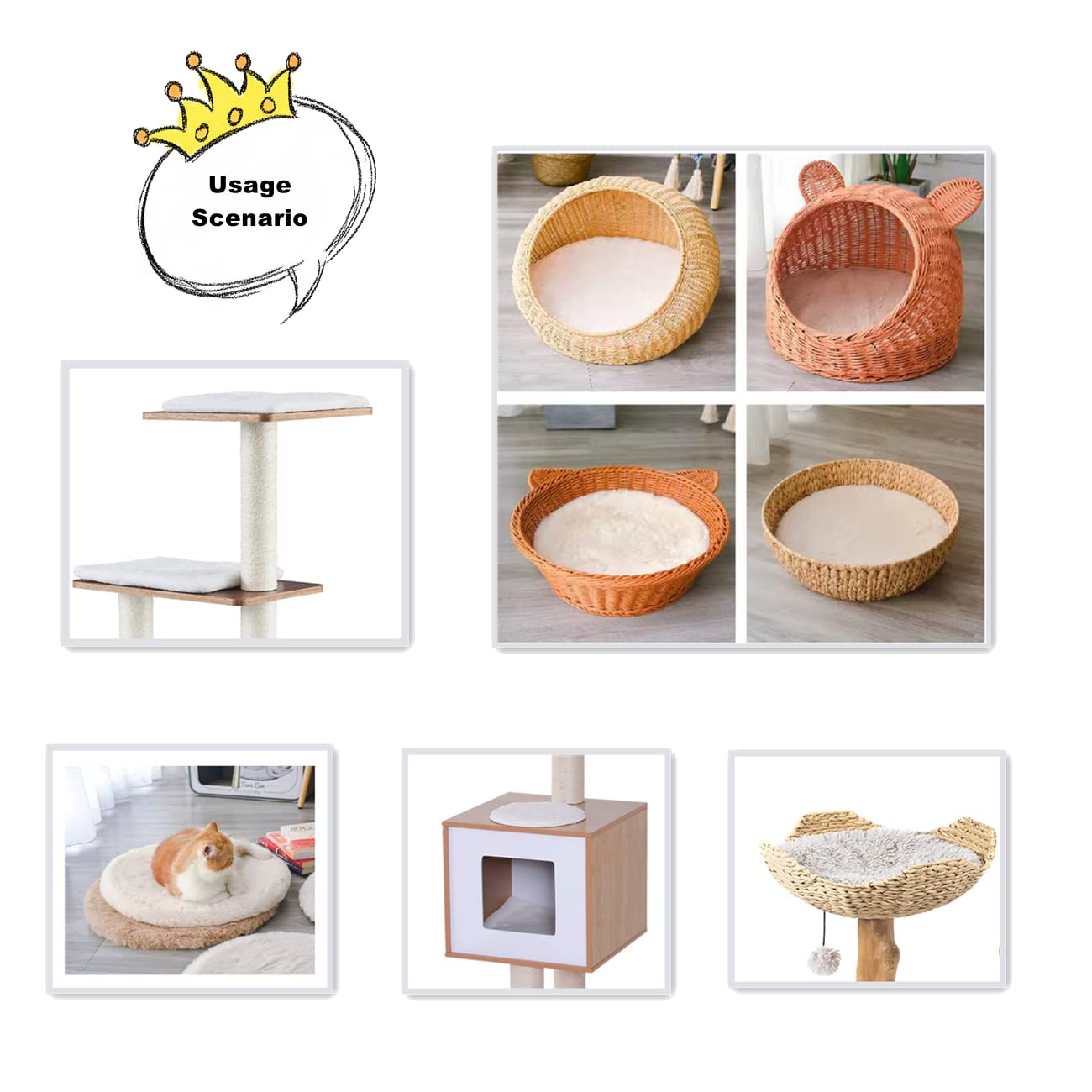 SHENGOCASE 2-Pack 10.6"x10.6" Square Faux Rabbit Fur Cat Dog Bed Cushion Pad Mat, Cat Tree Tower Replacement Cushion Pad for Window Perch Carrier House Cage Crate Kennel Furniture