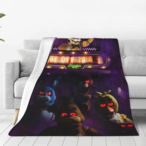 FNAF Bears Flannel Blanket Throw Plush Fleece Throw Blanket Soft Cozy Warm Lightweight for Couch,Bed and Sofa All Season