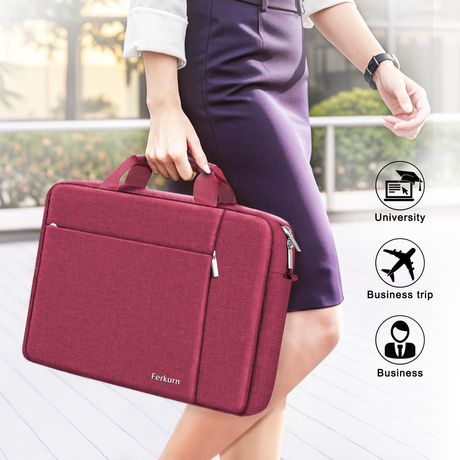 Ferkurn Laptop Bag Women Men Computer Bag Compatible with HP Envy Pavilion Omen/LG Gram/MSI/Dell Inspiron XPS/Lenovo/Acer, Shoulder Strap Carrying Briefcase Messenger Bag Case, Red, 15.6 16 Inch