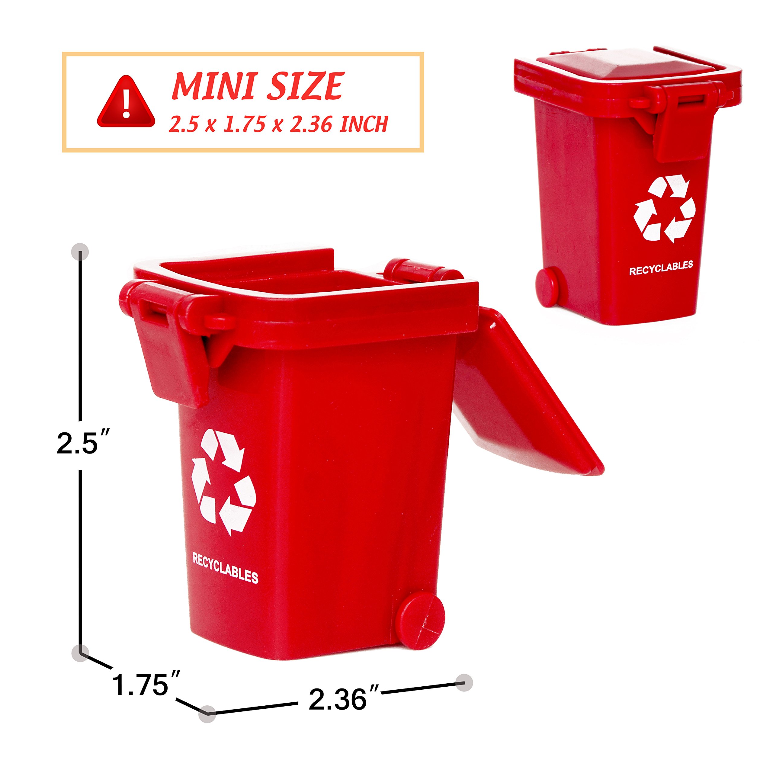 Nunkitoy Trash Can Toy,Garbage Truck's Trash Cans, Mini Curbside Vehicle Garbage Bin Trashcan Great for Kids Toddlers (2 Inches)