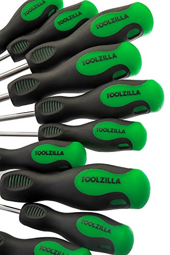 TOOLZILLA Screwdriver Set, 10 Piece Magnetic Screwdriver Tool Set for DIY Hand Tools. High performance Set | Screwdriver with Comfort Grip, Cross-Head Screwdriver Heads, Flat Heads.