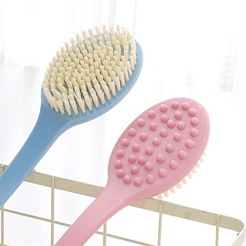 INGVY Dry Brushing Body Brush Long Handle Bath Brush Soft Body Scrubber Shower Exfoliating Scrub Exfoliator Skin Massager Cleaning Brush Bathroom Accessories (Color : Pink)