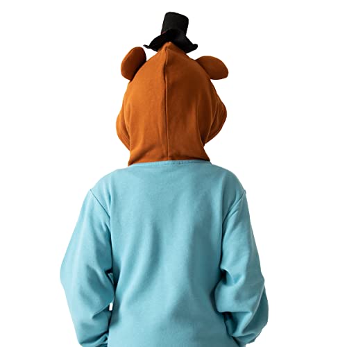 Five Nights At Freddy's Big Face Freddy Hood Long Sleeve Denim Heather Boy's Hooded Sweatshirt-Small