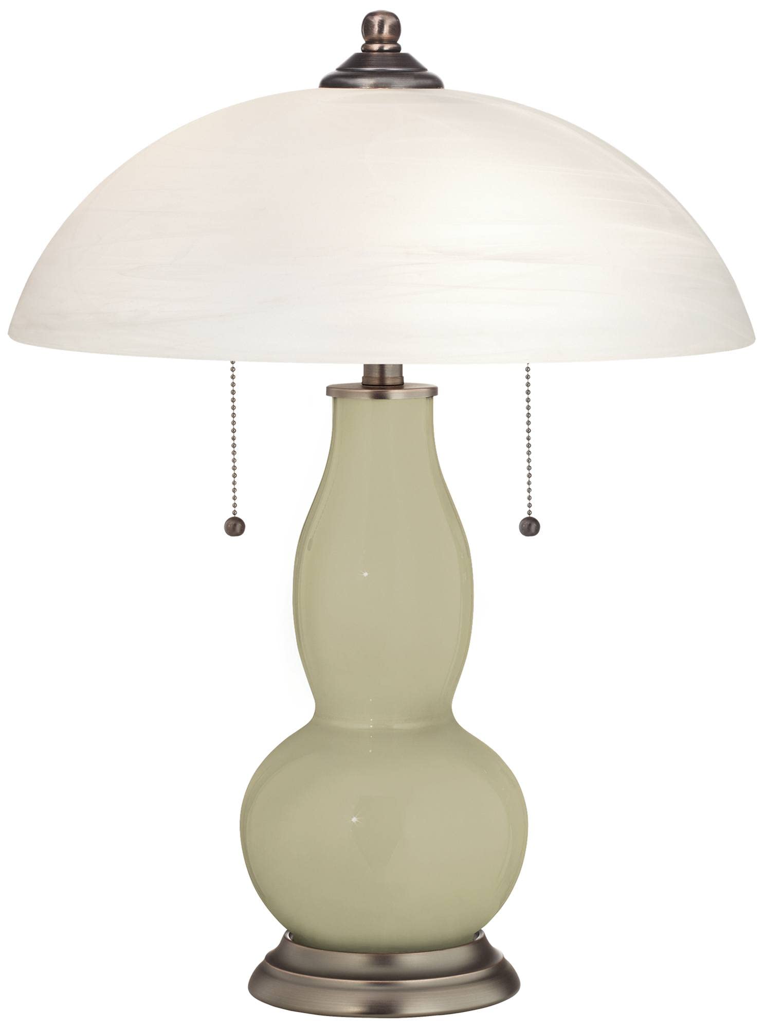 Color + Plus Sage Gourd-Shaped Table Lamp with Alabaster Shade