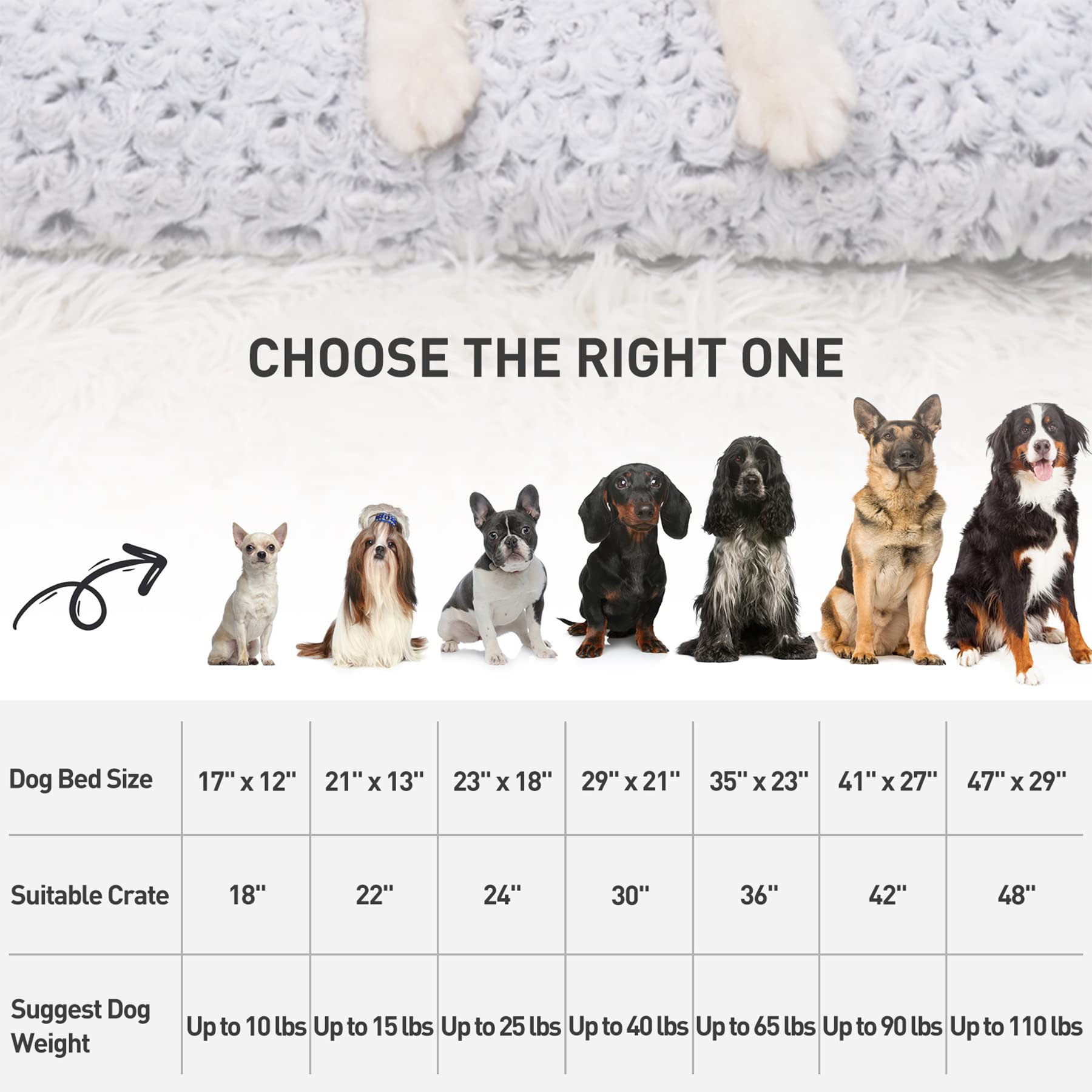 KSIIA Washable Dog Bed Deluxe Plush Dog Crate Beds Comfy Kennel Pad Anti-Slip Pet Sleeping Mat for Large, Jumbo, Medium, Small Dogs Breeds, 17" x 12", Gray