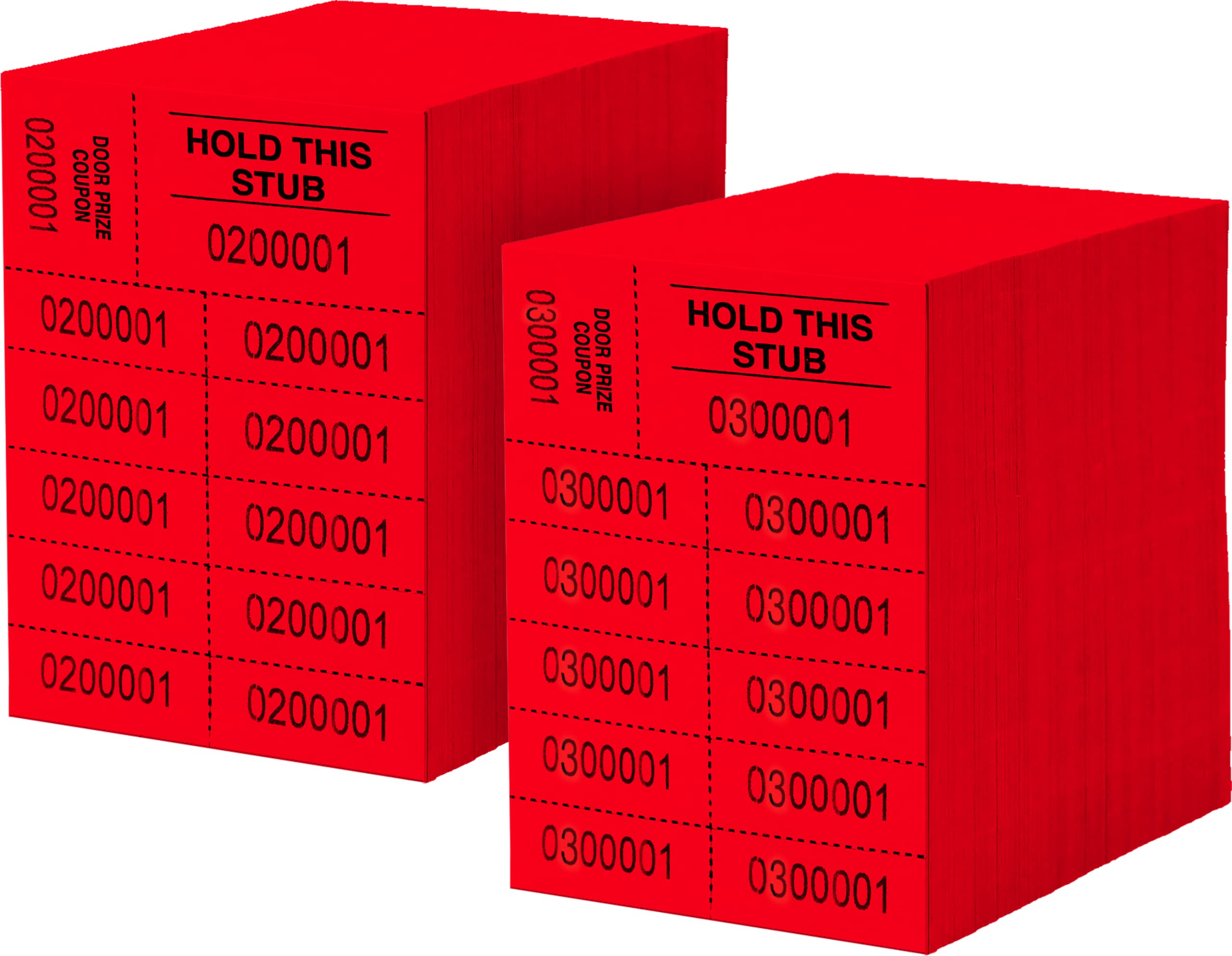 Auction Tickets - 1000 Sheets - 10 Numbers per Sheet (Red)