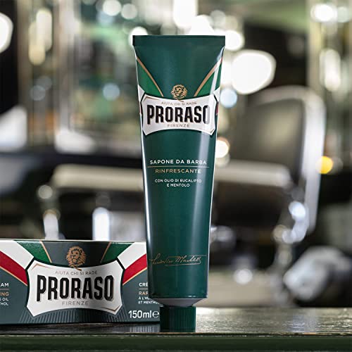 Proraso Shaving Cream for Men, Refreshing and Toning with Menthol and Eucalyptus Oil, 5.2 Ounce