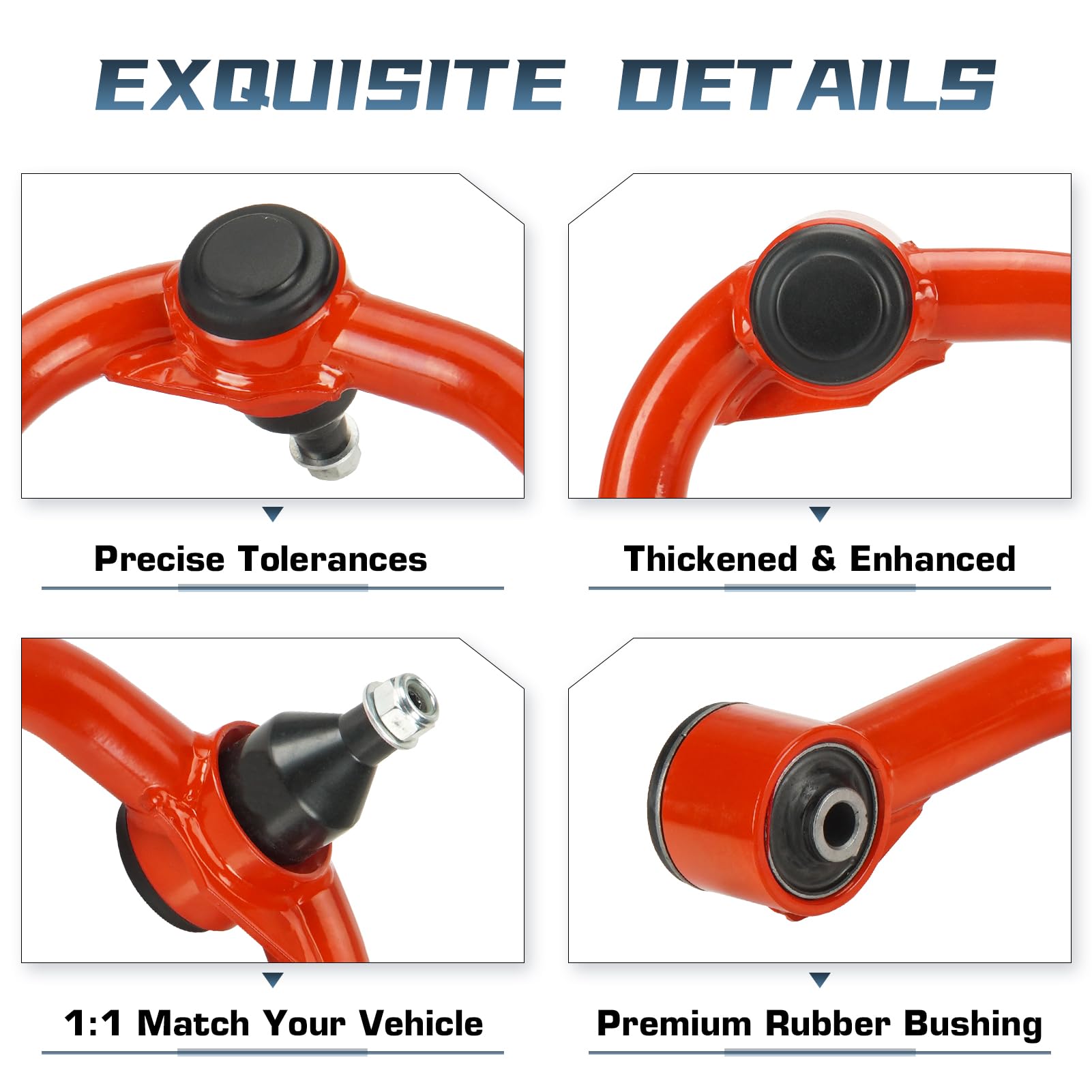 Front Upper Control Arms with Ball Joint for Ford F150 2004-2020, 2-4" Lift Suspension Kit Adjustable tubular Control Arms,Replacement Factory Suspension Arms 2PCS Red