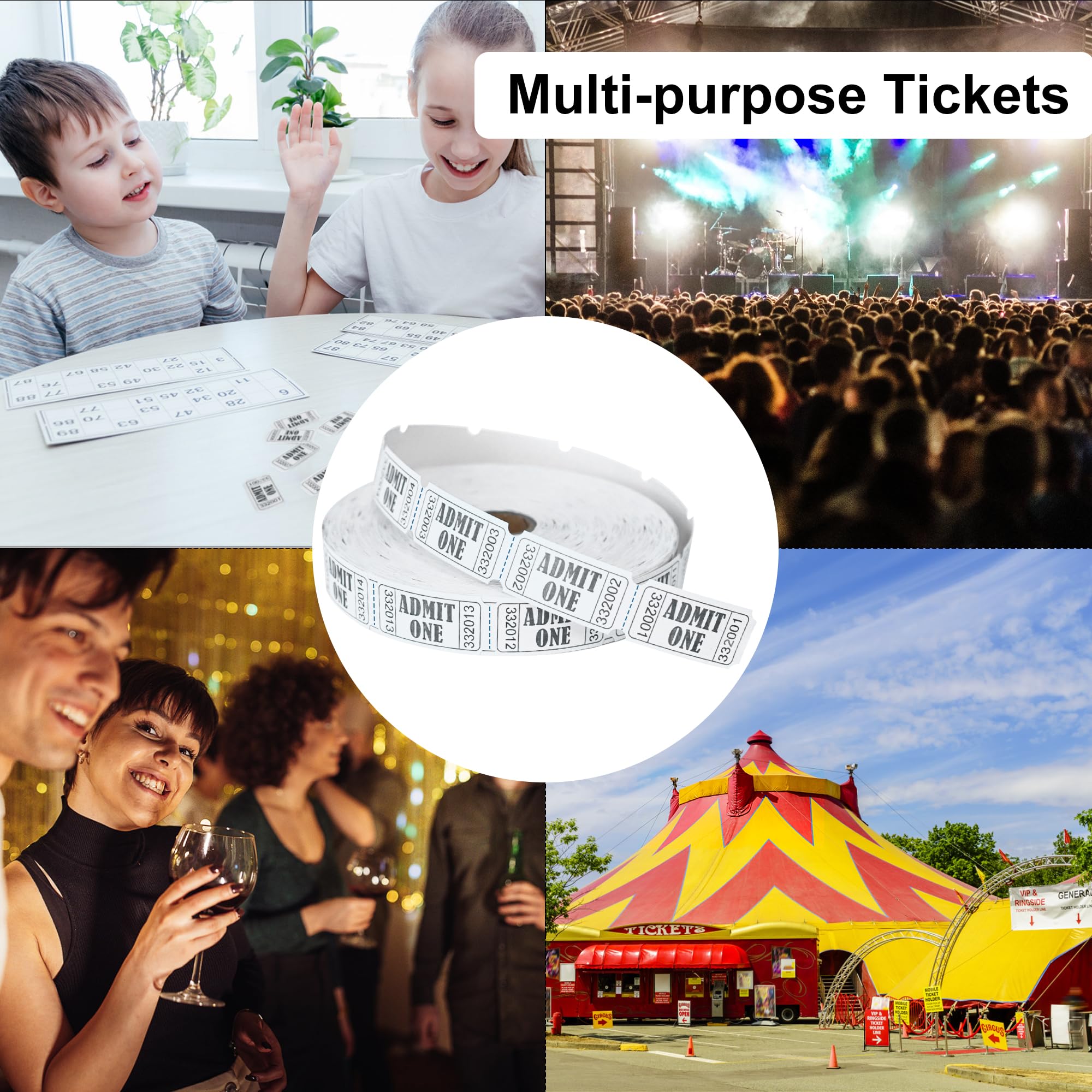 L LIKED Raffle Tickets,Single Raffle Tickets Rolls, 2000 Tickets, White,with Consecutive Numbers Ticket for Events, Carnivals, Door Prizes & Drinks