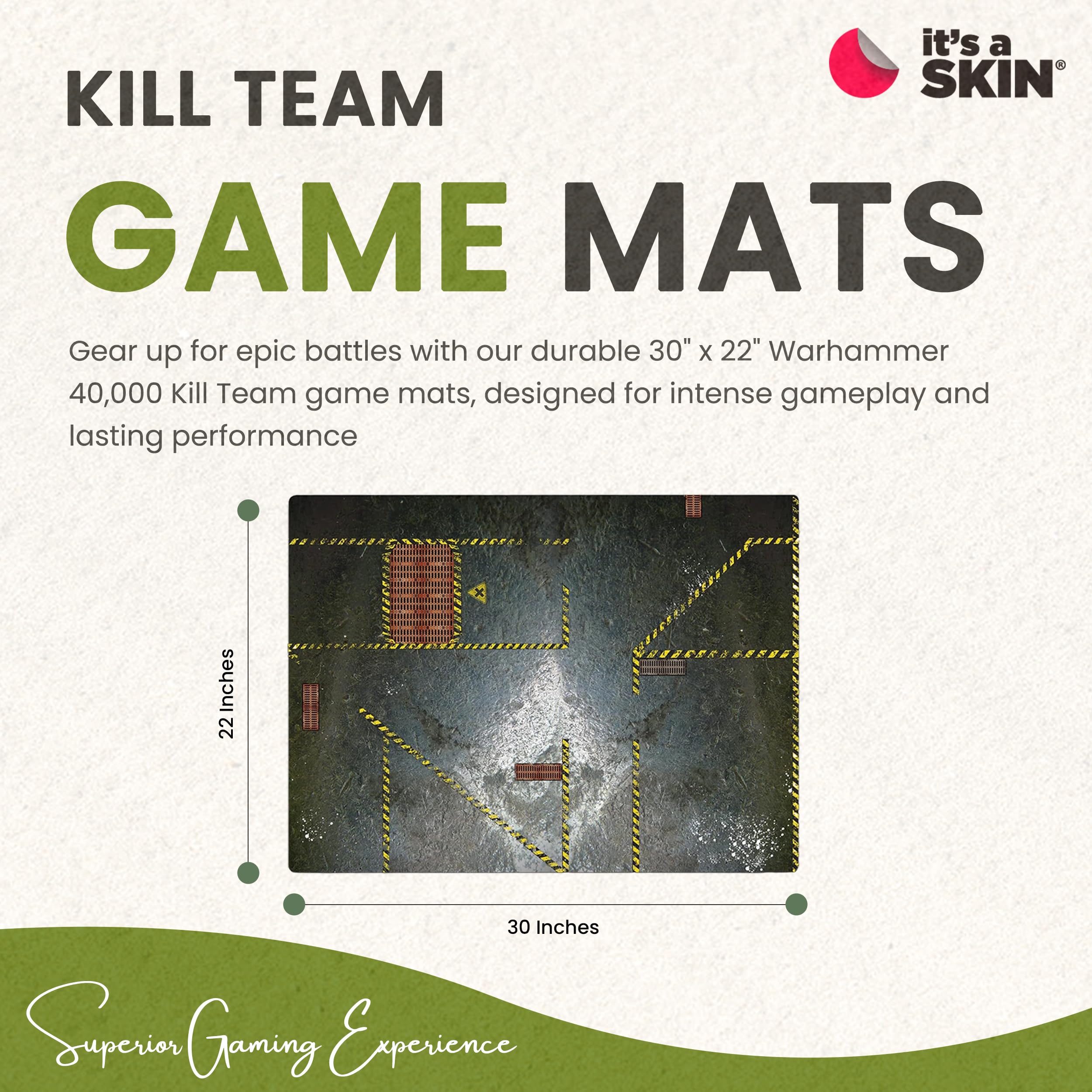 IT'S A SKIN Game Mat - 22 x 30 Inch Tabletop Starter Set - Compatible with Warhammer 40k Kill Team - Battle Mat for Table Top Role Playing Mat - Matte Finish Lays Flat - (Industrial)