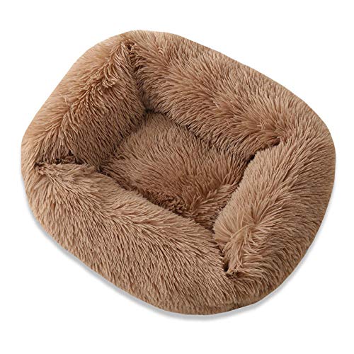 Bed Light Brown Plush Square Beds for Small Medium Large Dogs Super Soft Winter Warm Sleeping Mats for Cats 1Pcs S
