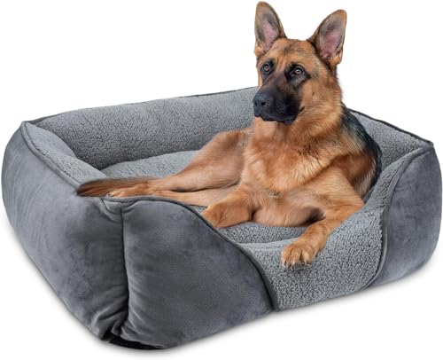 AIPERRO Extra Large Dog Bed for Large Dogs Machine Washable Rectangle Dog Bed Orthopedic Calming Dog Sofa Bed Soft Sleeping Puppy Dog Beds Breathable Cuddler Pet Bed with Anti-Slip Bottom