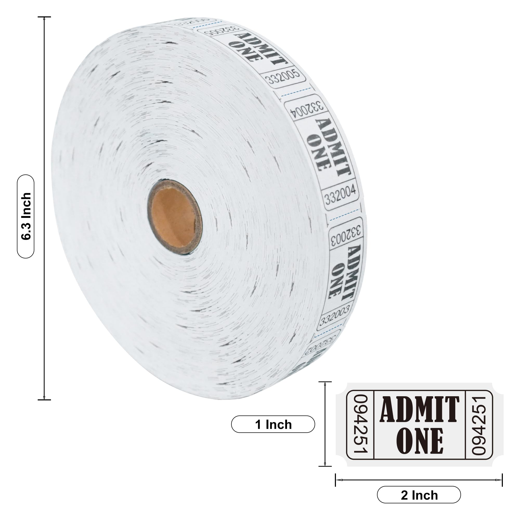 L LIKED Raffle Tickets,Single Raffle Tickets Rolls, 2000 Tickets, White,with Consecutive Numbers Ticket for Events, Carnivals, Door Prizes & Drinks