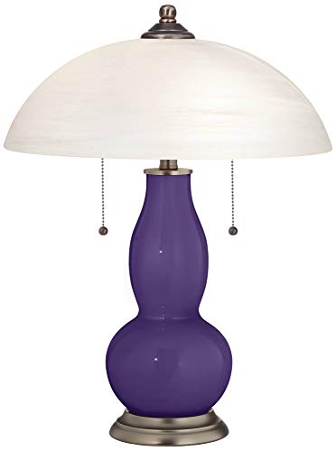 Color + Plus Izmir Purple Gourd-Shaped Table Lamp with Alabaster Shade