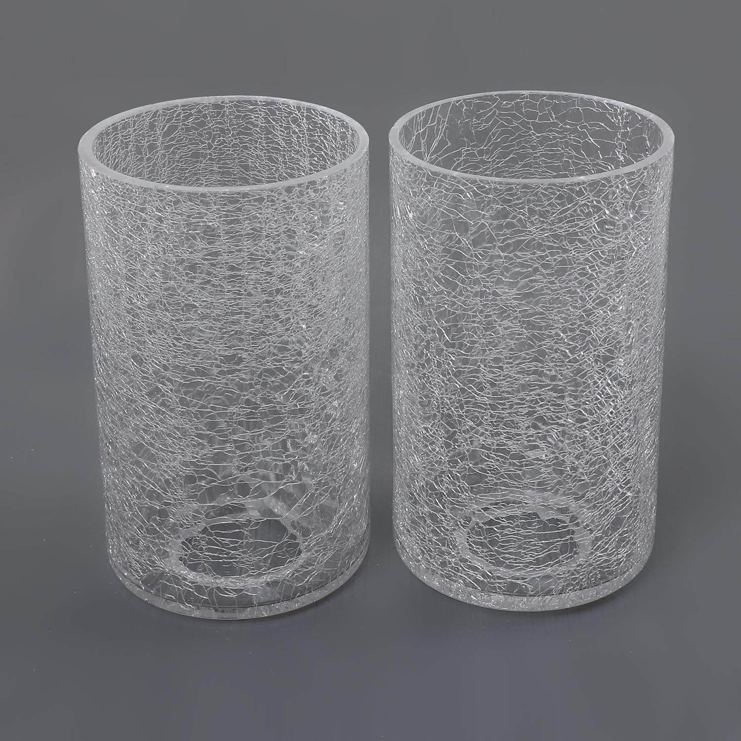 Eumyviv 2 Pack Clear Glass Lamp Shade with Crack Finish, Fixture Replacement Glass Globe or Lampshade with 1-5/8-Inch Fitter Opening A00014