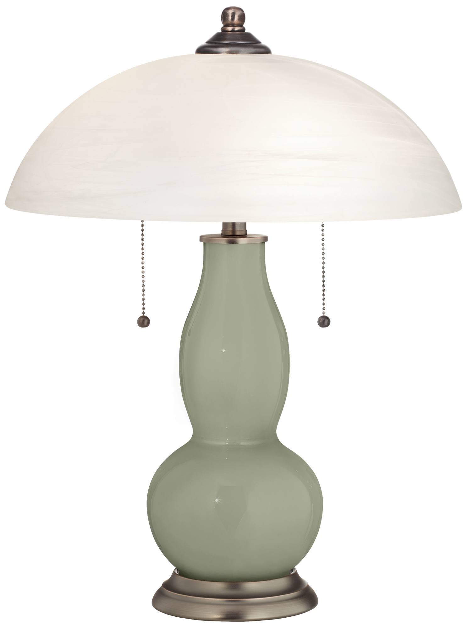 Color + Plus Evergreen Fog Gourd-Shaped Table Lamp with Alabaster Shade