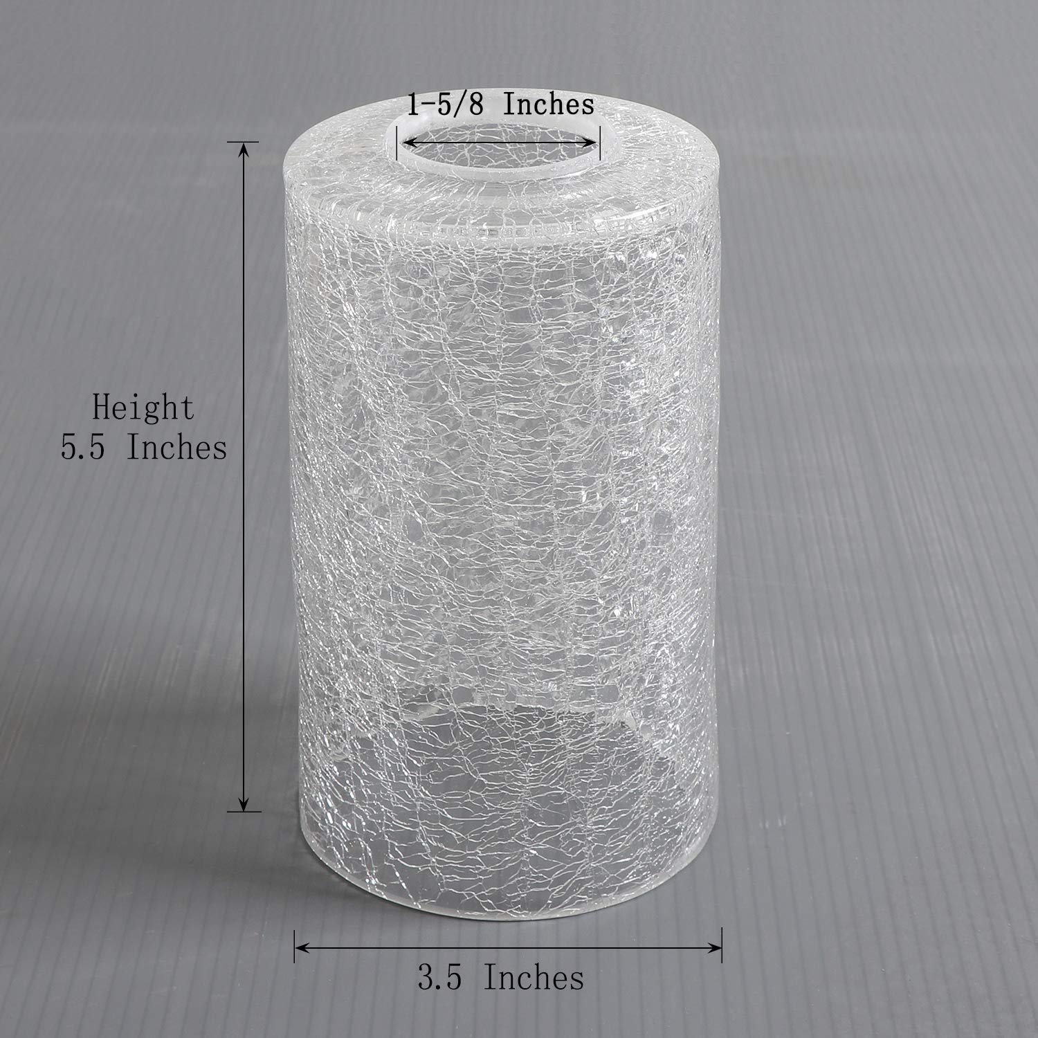 Eumyviv 2 Pack Clear Glass Lamp Shade with Crack Finish, Fixture Replacement Glass Globe or Lampshade with 1-5/8-Inch Fitter Opening A00014