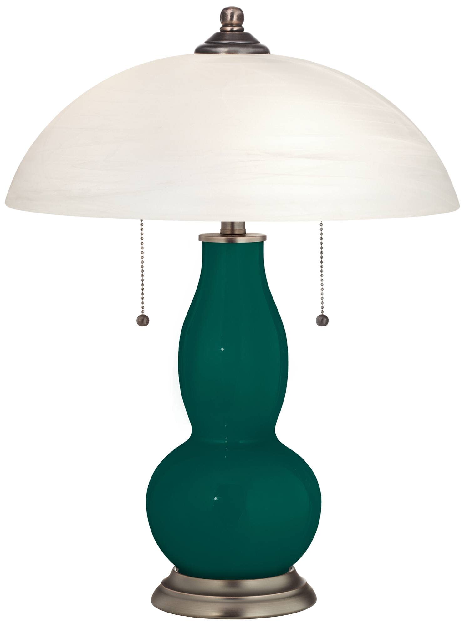 Color + Plus Blue Peacock Gourd-Shaped Table Lamp with Alabaster Shade