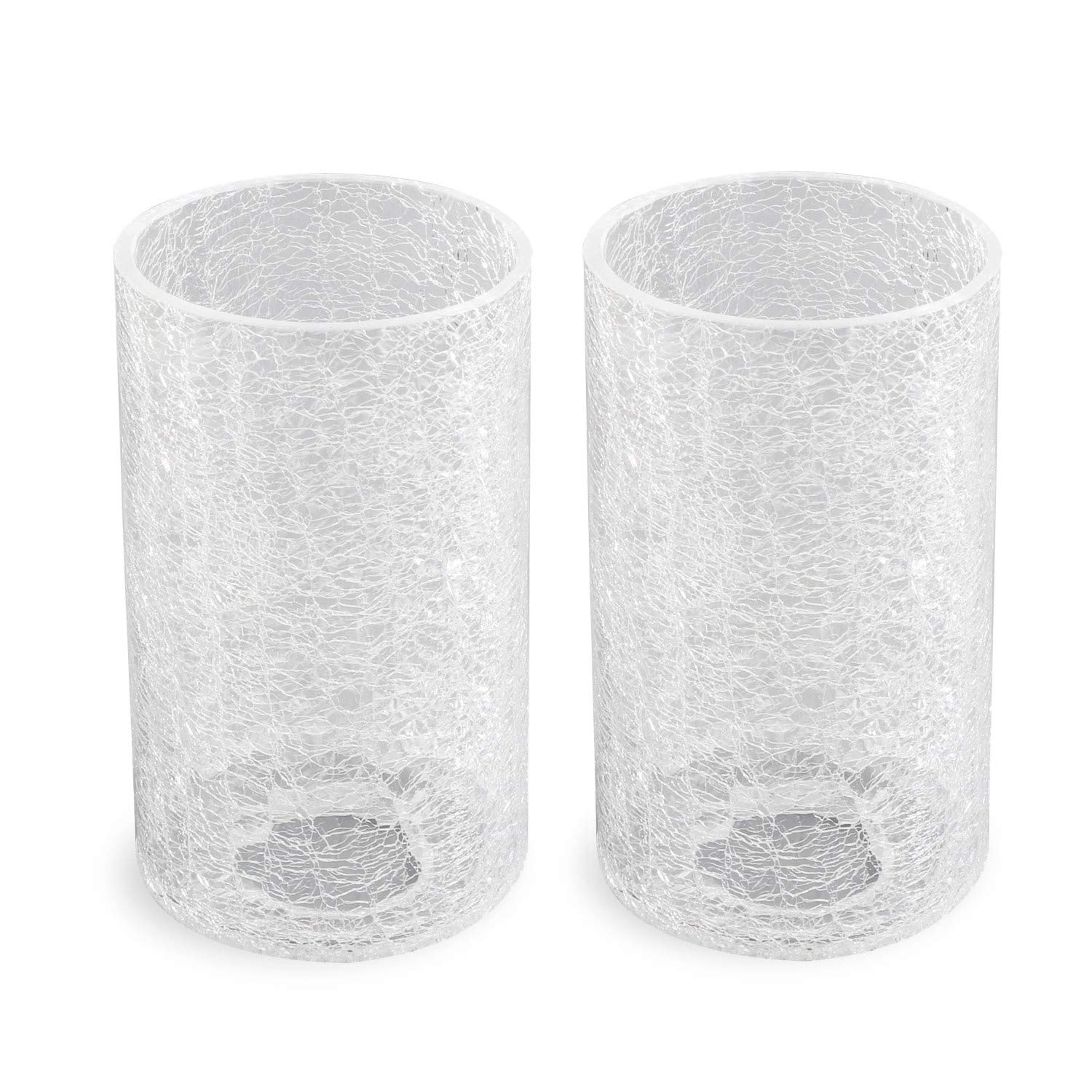 Eumyviv 2 Pack Clear Glass Lamp Shade with Crack Finish, Fixture Replacement Glass Globe or Lampshade with 1-5/8-Inch Fitter Opening A00014