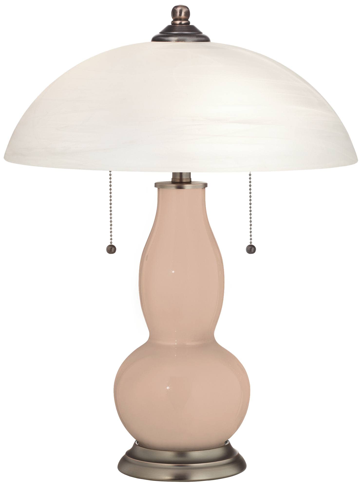 Color + Plus Italian Coral Gourd-Shaped Table Lamp with Alabaster Shade