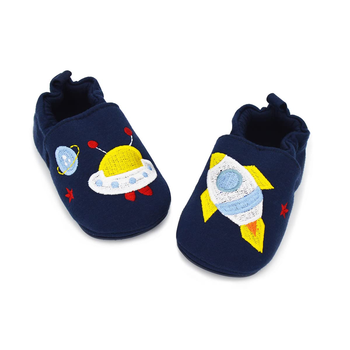 LAFEGEN Baby Boy Girl Walking Shoes Non Slip Soft Sole Infant Toddler Slipper Newborn Moccasins First Walker House Crib Sneaker Shoes, 01 Navy Rocket,12-18 Months Toddler