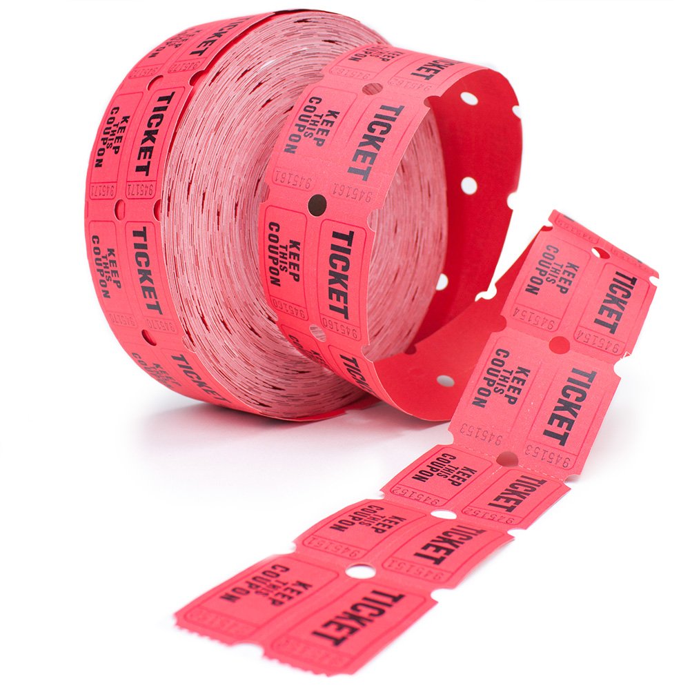 Brybelly 2000 Two Part Double Roll Raffle Tickets (Choose Ticket Color) - Includes 100 Bonus Colored Markers!