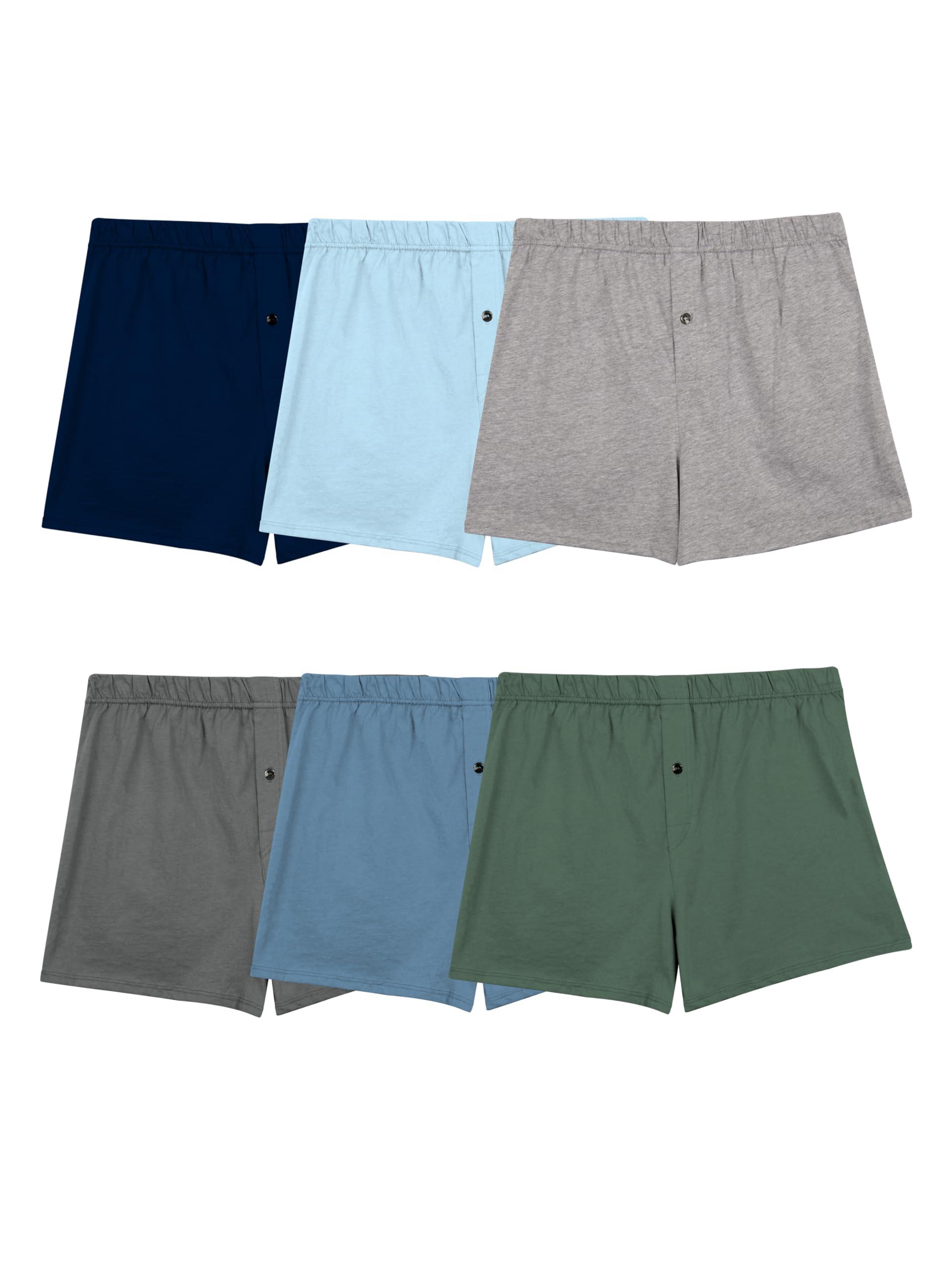 Fruit of the Loom Men's Tag-Free Boxer Shorts (Knit & Woven), Knit-Set of 6-Assorted Colors, Large
