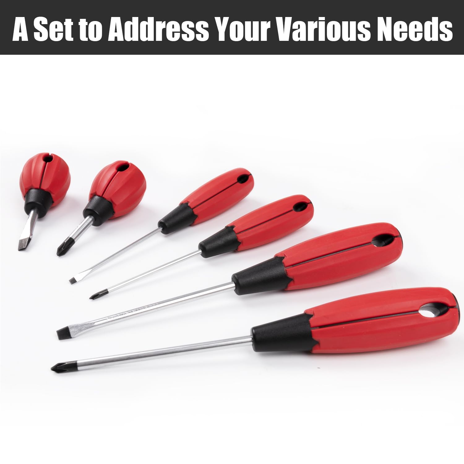 KURUI Magnetic Screwdriver Set, 6-Piece Screw Drivers Tool Set 3 Phillips and 3 Flat Head, Standard Screw Driver and Stubby Screwdriver Have Professional Cushion Grip