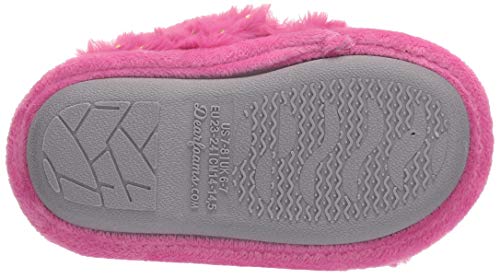 Dearfoams unisex child Jess Furry Cross Band Slide Slipper, Pink Polish, 11-12 Toddler US