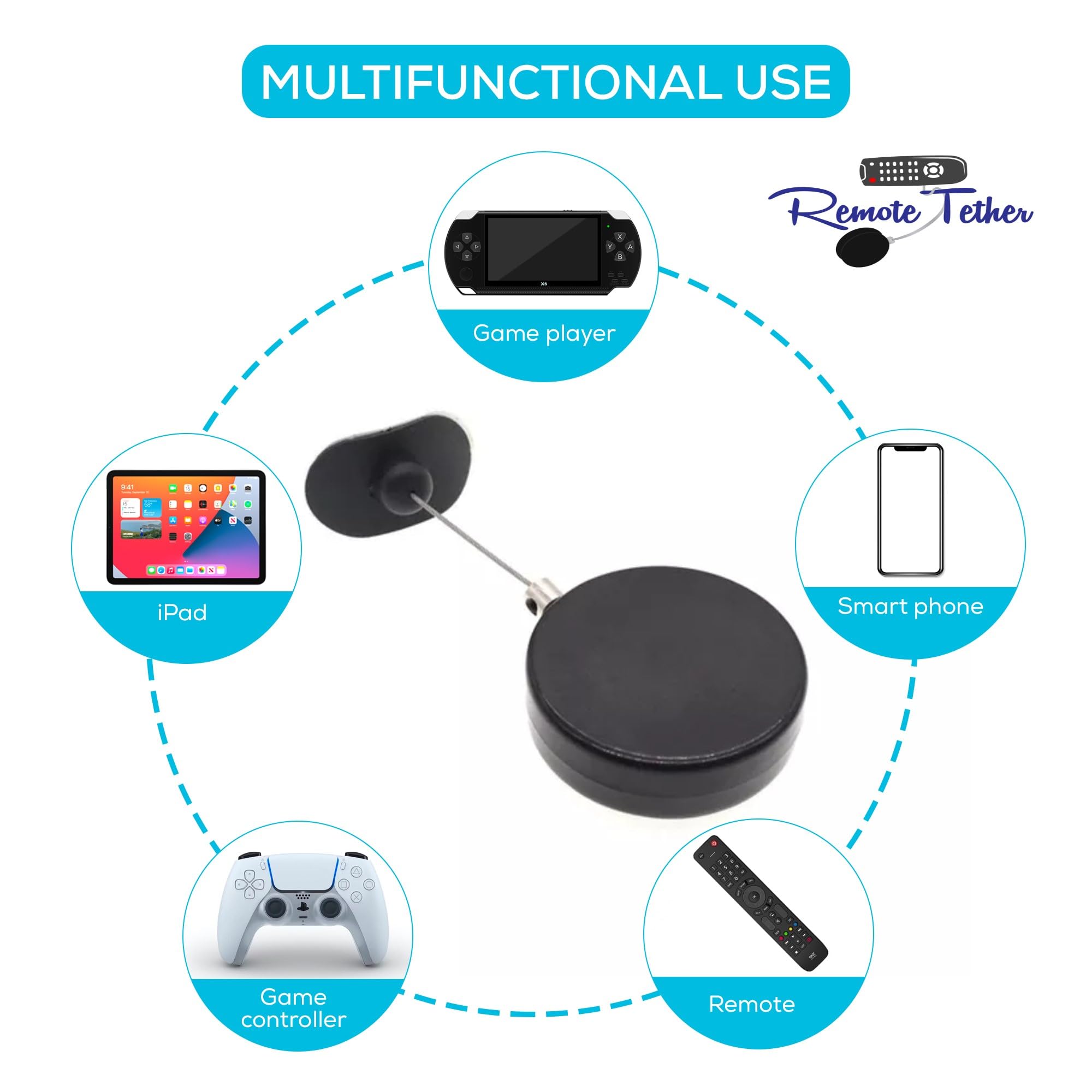 Apple 2 Pack Retractable TV Remote Holder | Security Cable Lock | Lost Remote Solution
