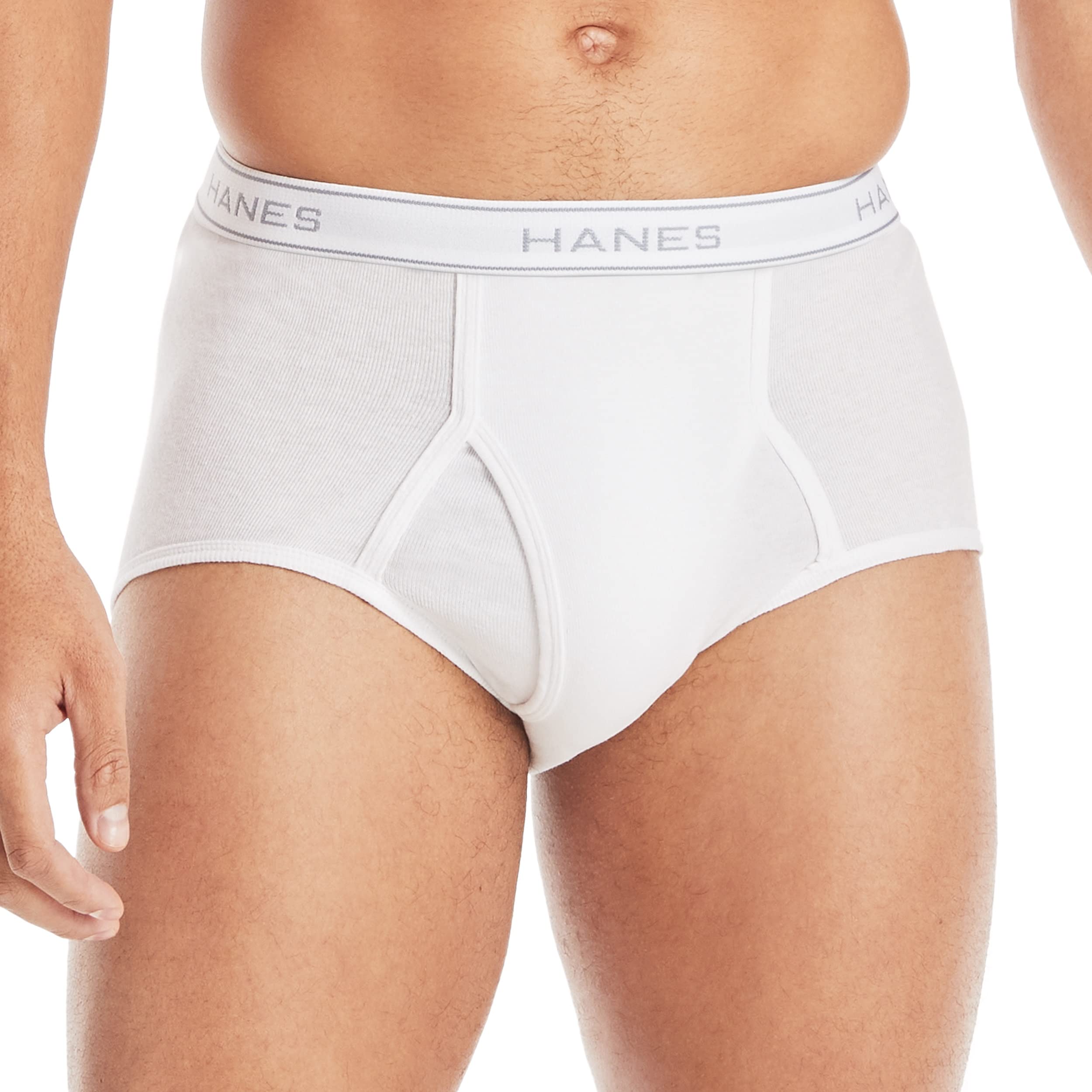 Hanes Mens Moisture-wicking Cotton Briefs, Available In White And Black, Multi-packs, White - 6 Pack, Medium US