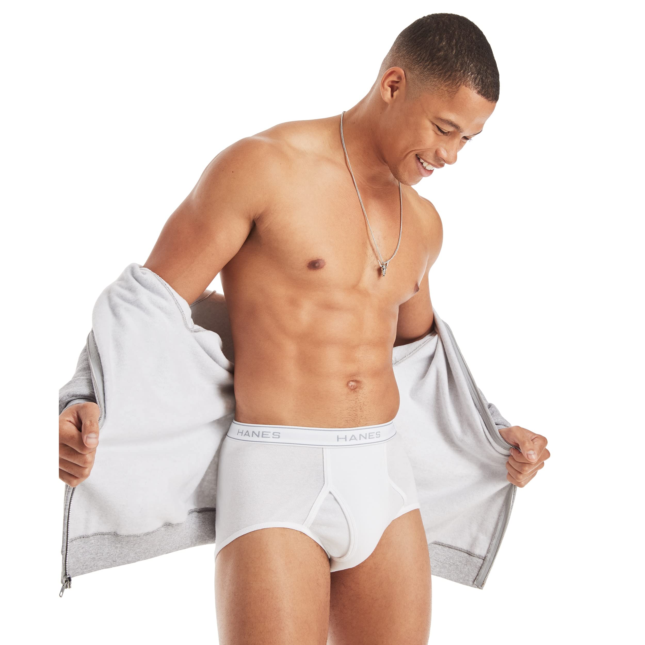 Hanes Mens Moisture-wicking Cotton Briefs, Available In White And Black, Multi-packs, White - 6 Pack, Medium US