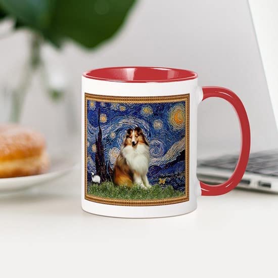 CafePress Starry Night & Sable Sheltie Mug Ceramic Coffee Mug, Tea Cup 11 oz