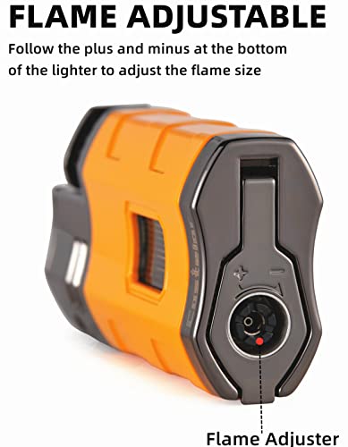 Castelar Torch Lighter Triple Jet Flame Refillable Butane Lighter with Punch Rest Holder - Butane Not Included (Yellow)