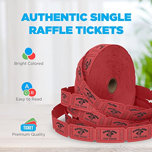 Raffle Tickets - Good for One Drink Single Roll - Roll of 2000 Drink Raffle Tickets (Yellow)