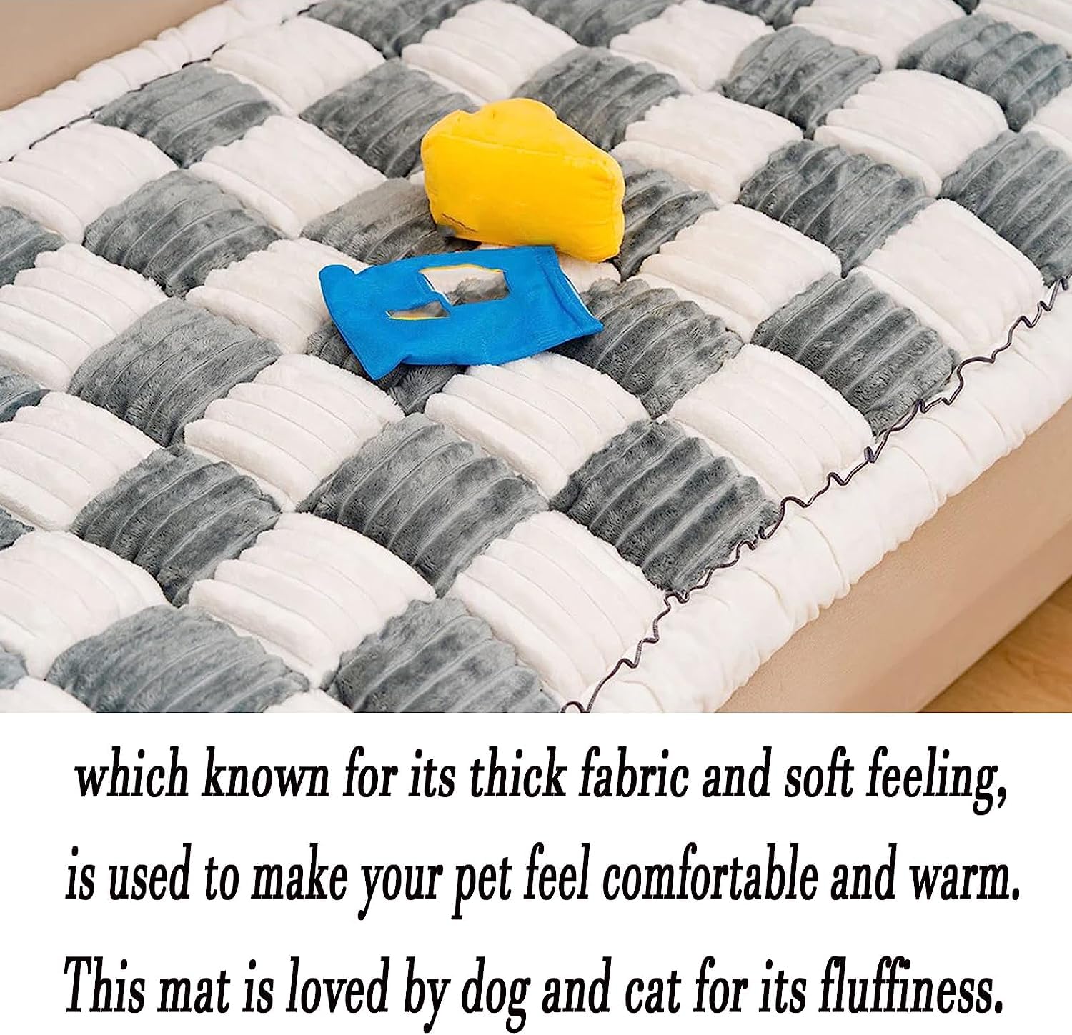 Zlimpty Cream-Coloured Large Plaid Square Pet Mat Bed Couch Cover, Couch Cover, 2023 New Machine Washable Garden Chic Cotton Protective Couch Cover (Grey,27.6x59.06 in)