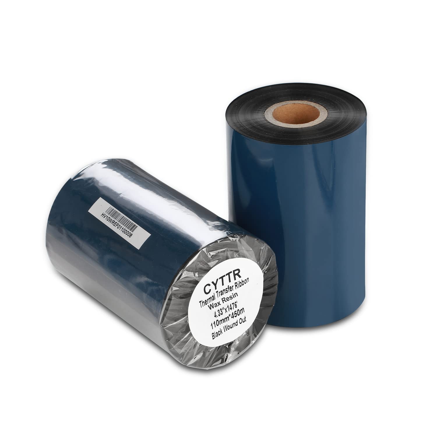 CYTTR Thermal Transfer Printer ribbon-1ROLL 4.33" x 1476'/110mm x 450m Black Wax Resin Ribbons 1"Core Ink Out for Zebra ZT410 ZT420 ZM400 Sato Datamax Tsc TEC Printer