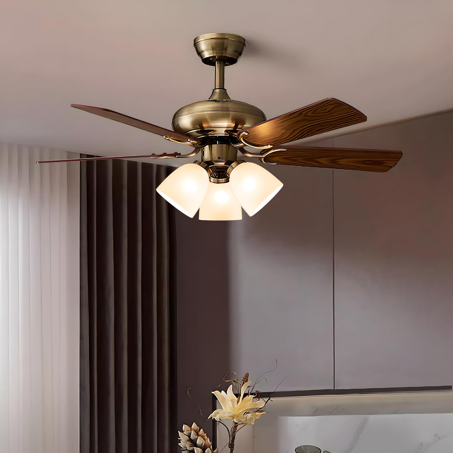 YOUROKE 4-Pack Ceiling Fans Glass Shade Covers, Lampshade Replacements Bell Shaped White Frosted Glass, 1.65 In Fitter 5 In Height, Glass Shade Replacement for Chandelier Wall Sconces Lights