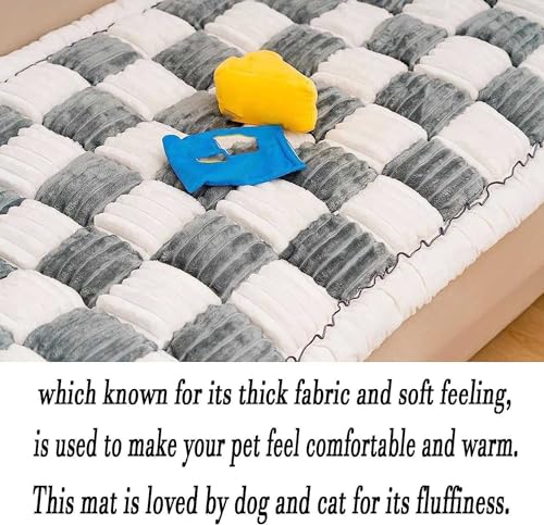 Funny Cream Large Plaid Square Pet Mat Bed Sofa Cover, Funny Fuzzy Plaid Square Pet Mat Bed, Large Dog Blanket, Waterproof Blanket Dog Bed Cover Pet Blanket