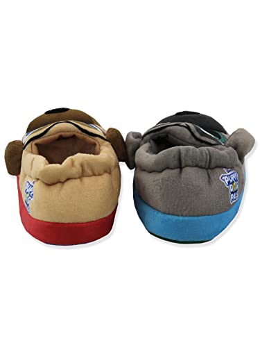 Disney Puppy Dog Pals Bingo Rolly Toddler Plush Aline Slippers with 3D Face (Gray/Tan, 7-8 M US Toddler)