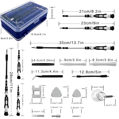 Blue 115 piece precision screwdriver set, used for repairing doorbells, laptops, switches, PS4, Xbox, Macbook, iPhone, watches, glasses, etc