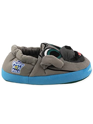 Disney Puppy Dog Pals Bingo Rolly Toddler Plush Aline Slippers with 3D Face (Gray/Tan, 7-8 M US Toddler)