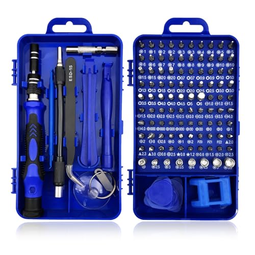 Blue 115 piece precision screwdriver set, used for repairing doorbells, laptops, switches, PS4, Xbox, Macbook, iPhone, watches, glasses, etc