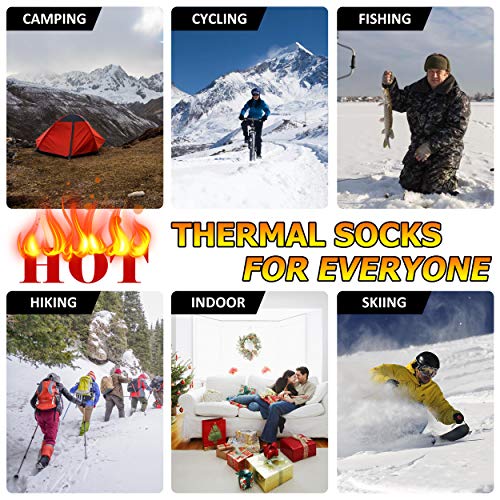 JSPA Thick Thermal Hiking Socks, Skiing Snowboarding Thermal Socks for Men,Stocking Stuffers Heated Socks for Women, Thick Warm Insulated Heated Crew Slipper Socks for Cold Weather,1 Pair Black Large