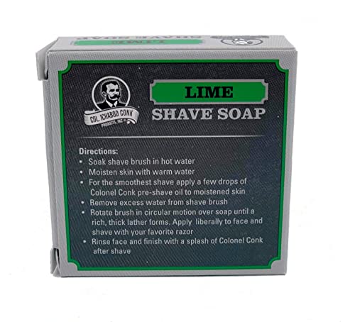 Col. Conk World's Famous Shaving Soap, Lime -- 3 Pack -- Each piece Net Weight 2.25 Oz by Colonel Conk
