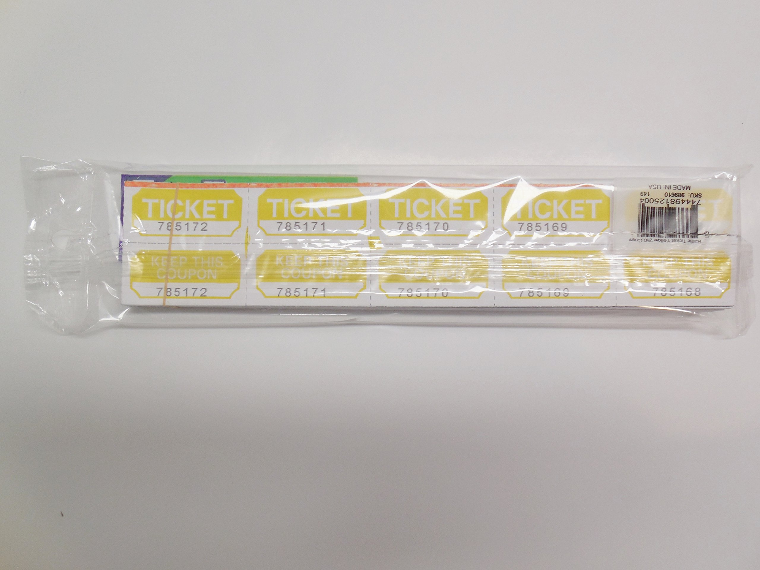 Yellow Raffle Tickets 250 Count Prefolded - Made in USA!