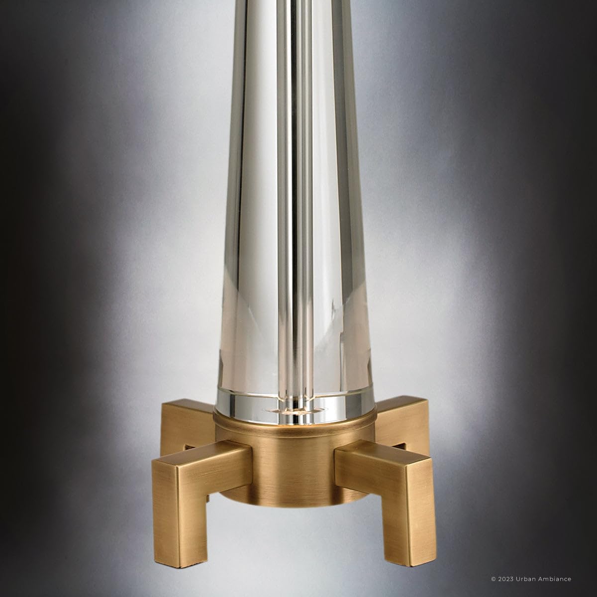 Urban Ambiance Luxury Contemporary Table Lamp, 17''W x 17''D x 30''H, with Minimalist Elements, Clear and Aged Brass Finish and a White Faux Silk Hardback Shade, UEX7270